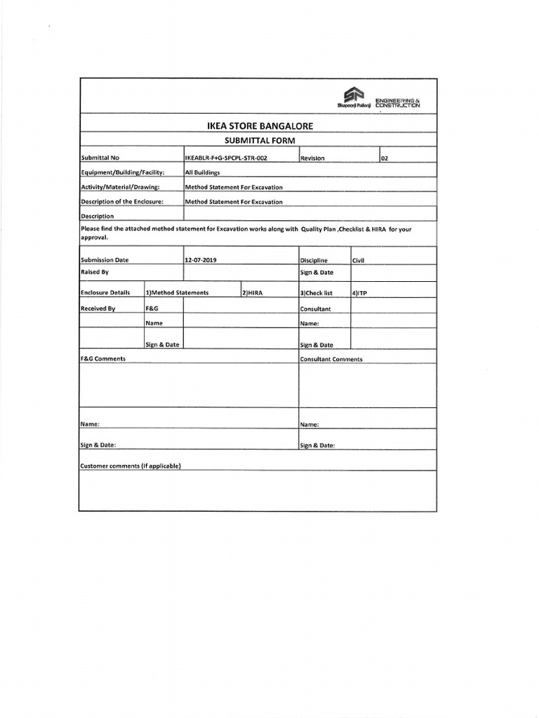 1 Method Statement For Excavation Pdf 2205