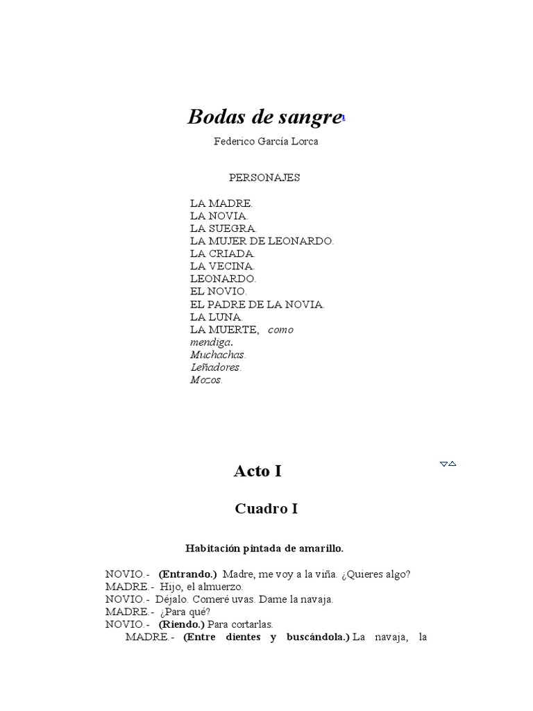 Acto I de Bodas de Sangre | PDF | Arte
