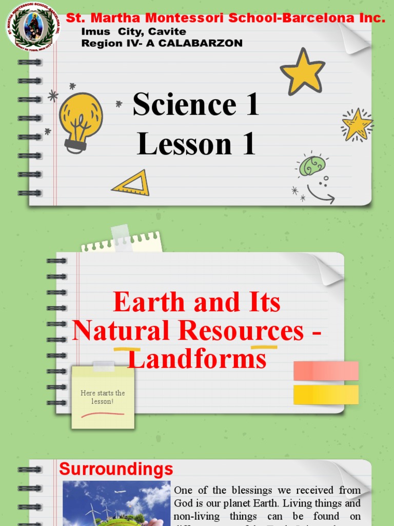 Science 1 - Q4 - L1 - Earth and Its Natural Resources - Landforms | PDF ...