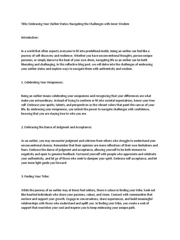Embracing Outlier Status with Wisdom | PDF | Authenticity (Philosophy ...