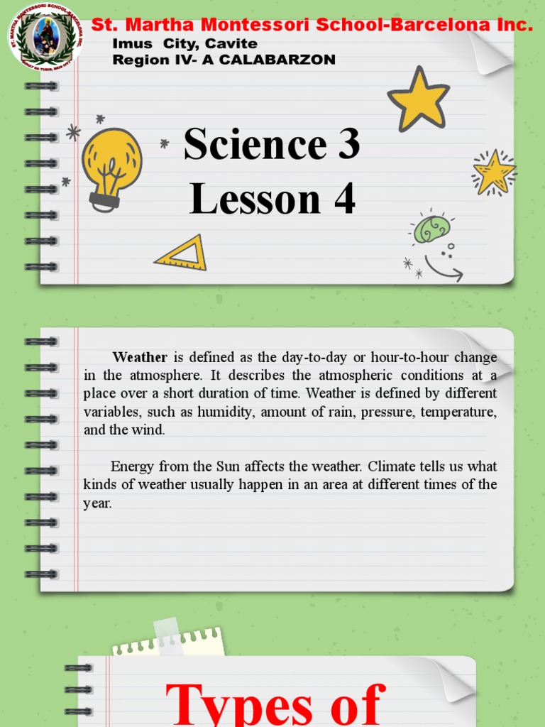 Science 3 - Q4 - L4 - Types of Weather | PDF | Weather | Wound