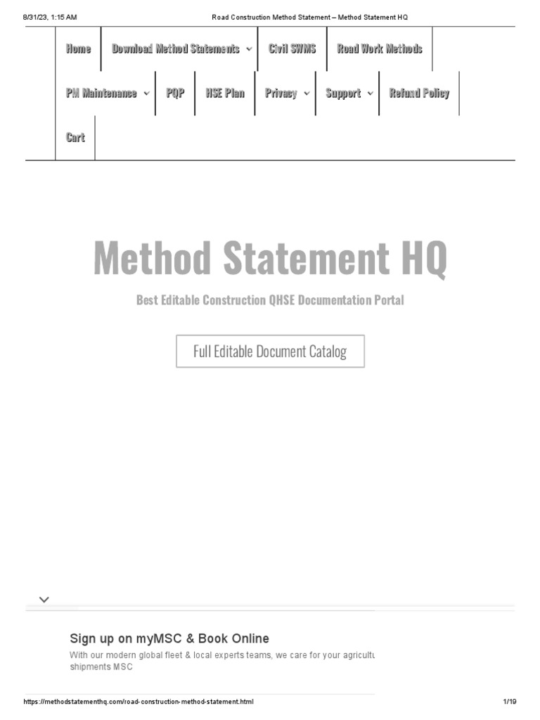 Road Construction Method Statement Guide | PDF | Concrete | Road