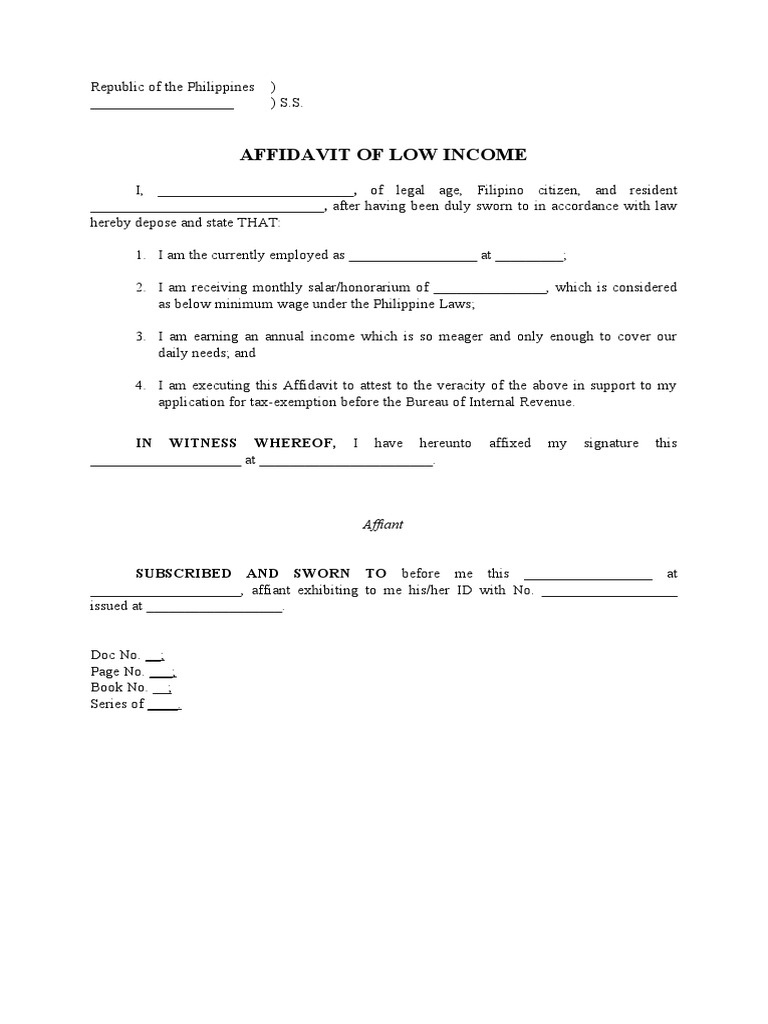 Affidavit of Low Income | PDF