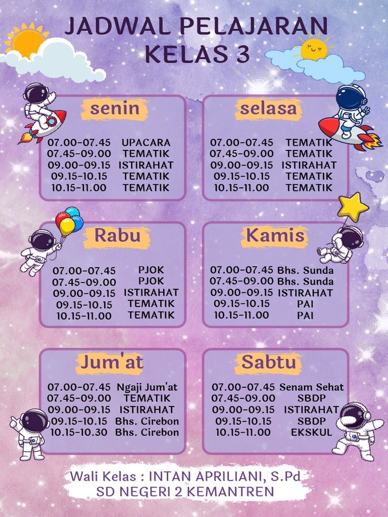 Purple Modern Spaceship School Timetable A4 Document | PDF