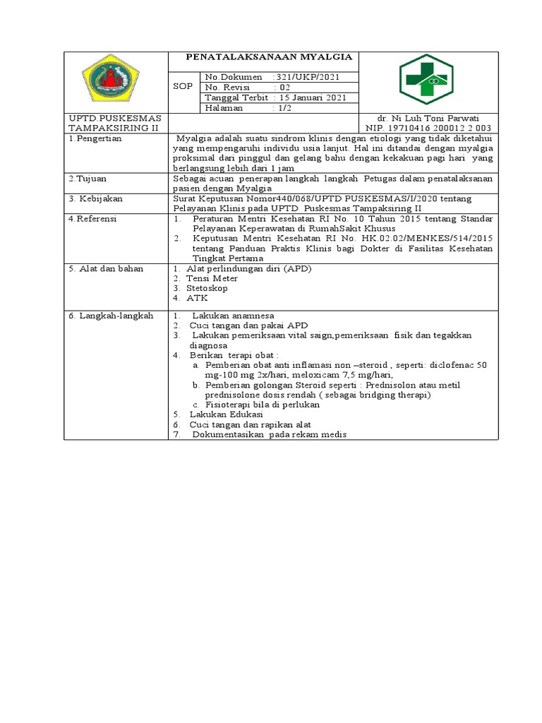 SOP Myalgia | PDF