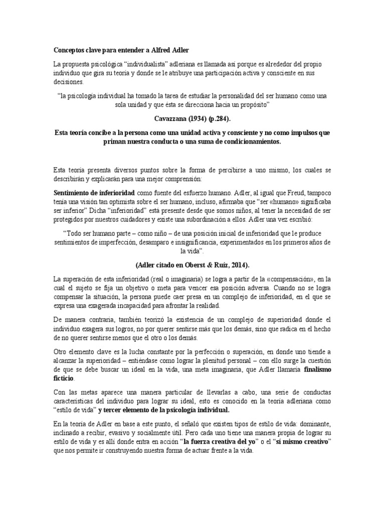 Claves de la Psicología de Adler | PDF | Sicología | Ciencias del ...