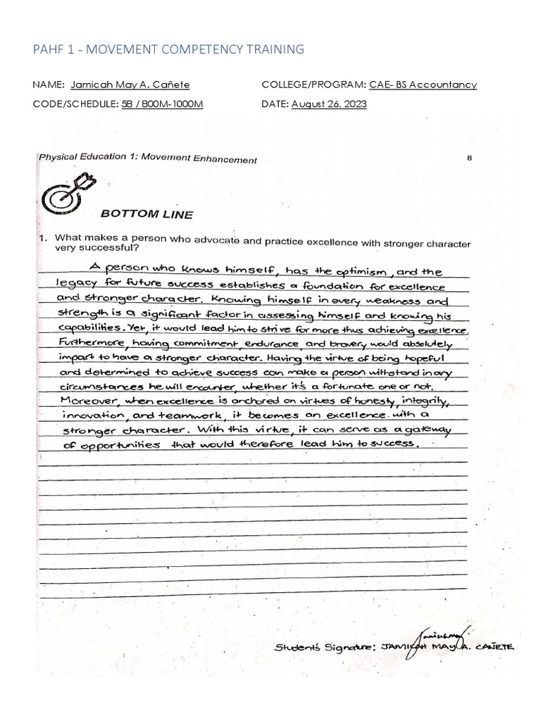 Pahf 1 - Movement Competency Training | PDF