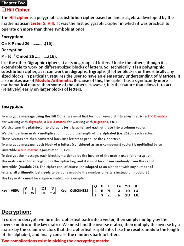Hill Cipher Lester S. Hill | PDF | Military Communications | Abstract ...