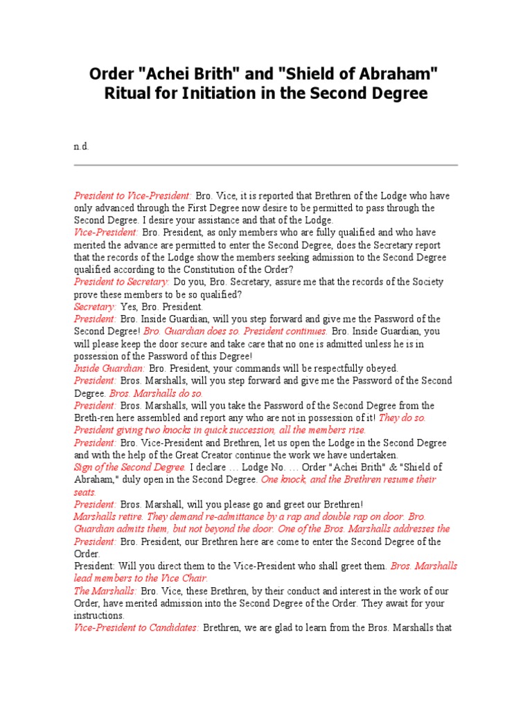 Ritual of The Second Degree | PDF