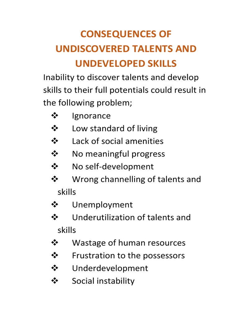 1570 - Consequences of Undiscovered Talents and Undeveloped Skills | PDF