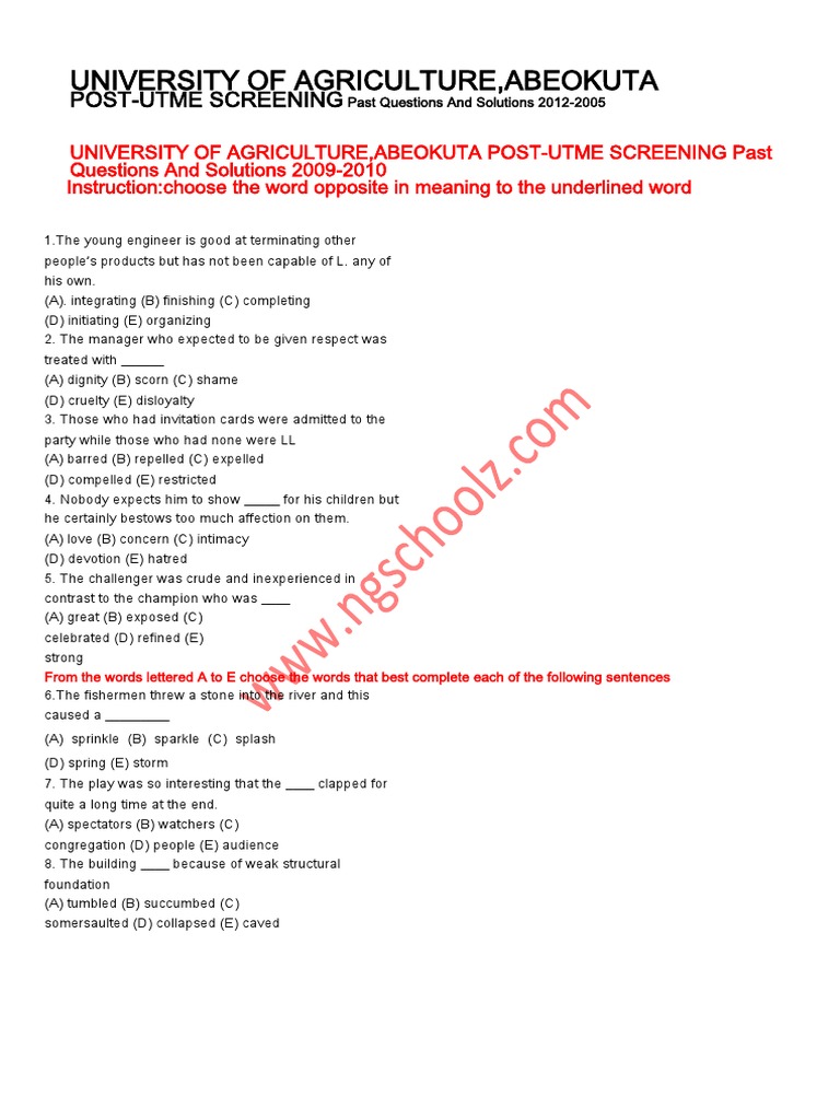 FUNAAB Post UTME Practice Questions EDUREGARD | PDF | Profit (Economics ...