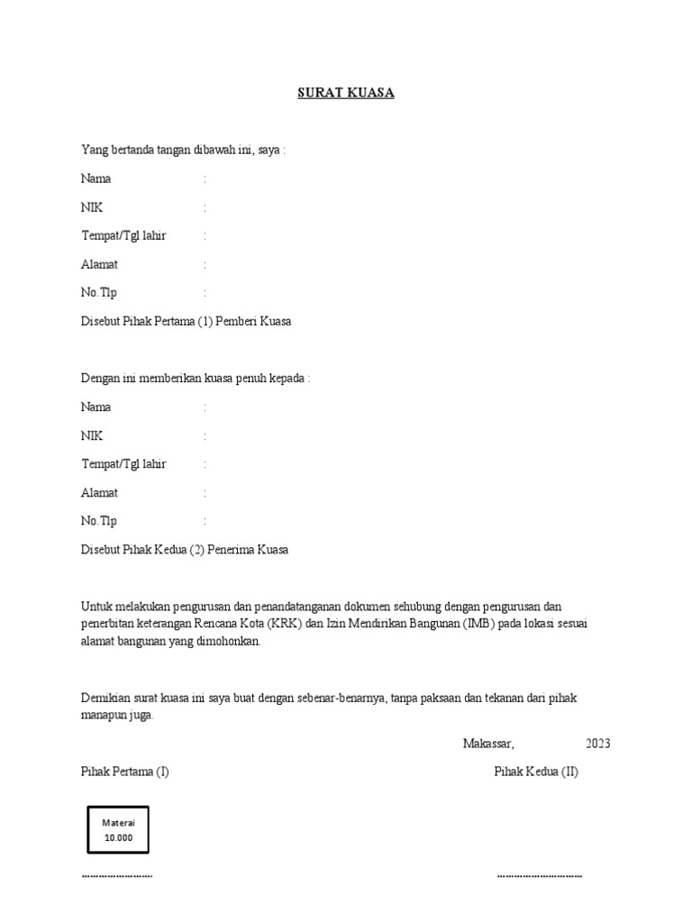 Surat Kuasa KRK Dan Imb | PDF