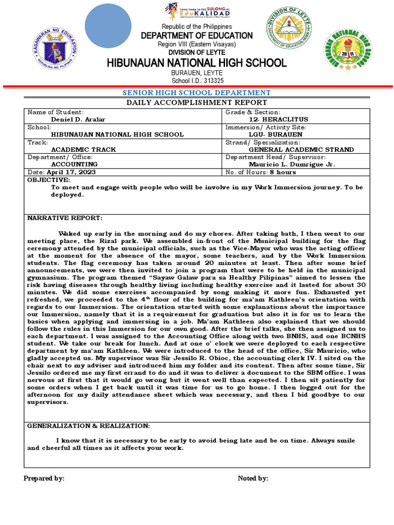 Daily Accomplishment Report Deniel Pdf