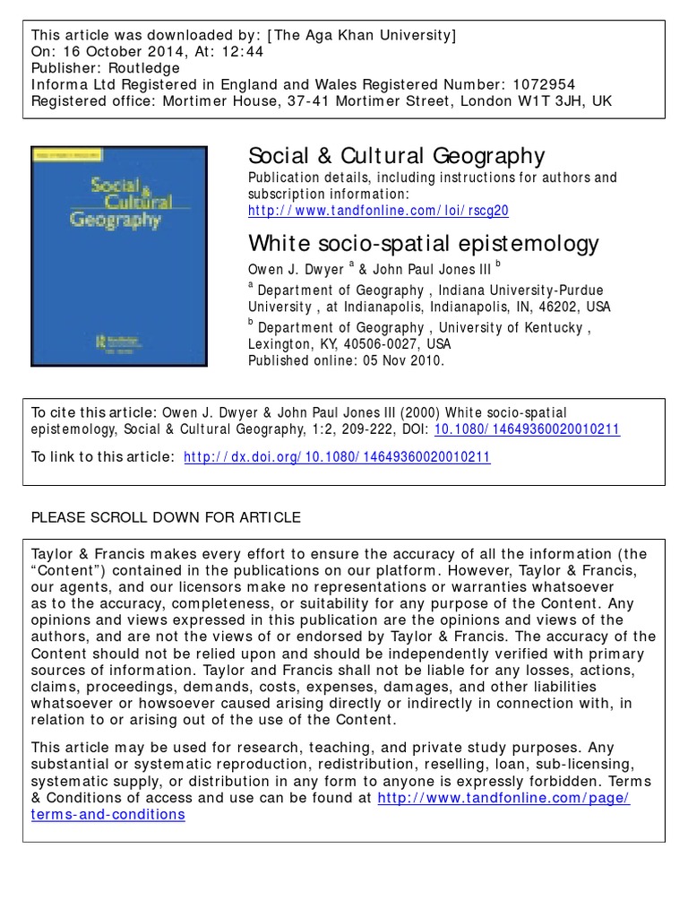 Dwyer & Jones (2000) | PDF | Whiteness Studies | Epistemology