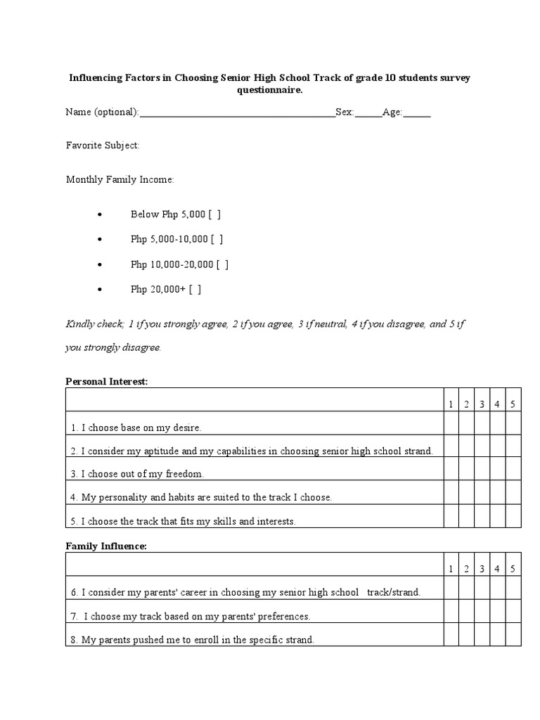 Influencing Factors in Choosing Senior High School Track of Grade 10 ...