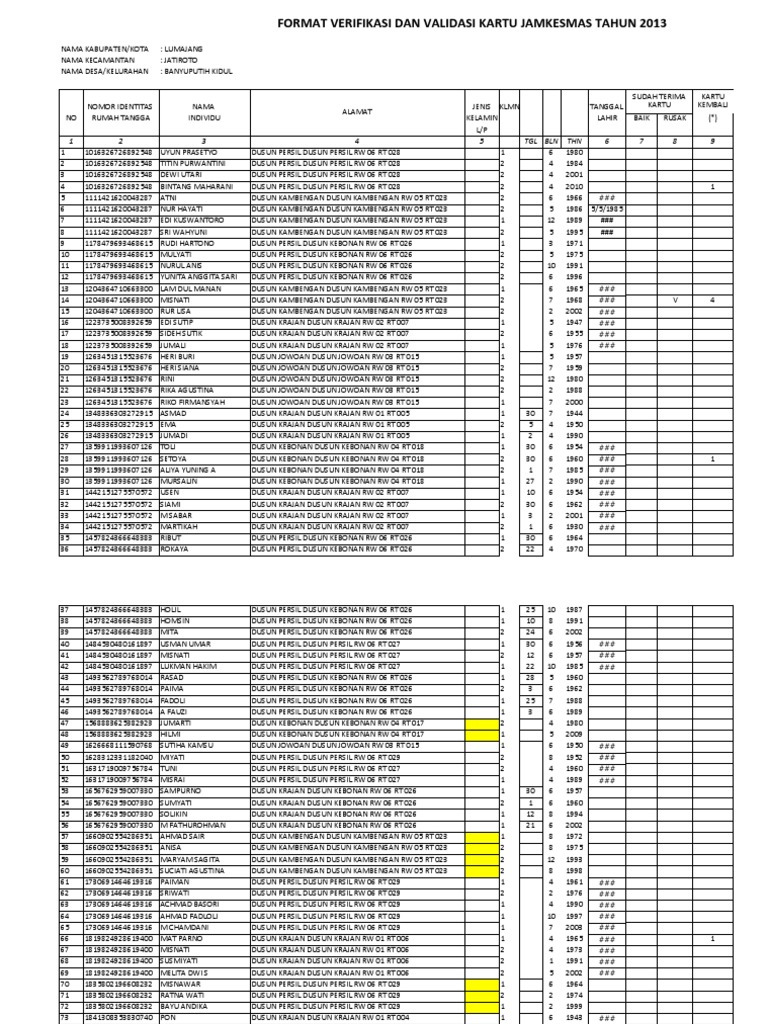 Form Verifikasi Jamkesmas 1 | PDF
