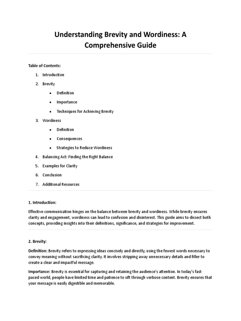 Understanding Brevity and Wordiness | PDF | Information | Communication