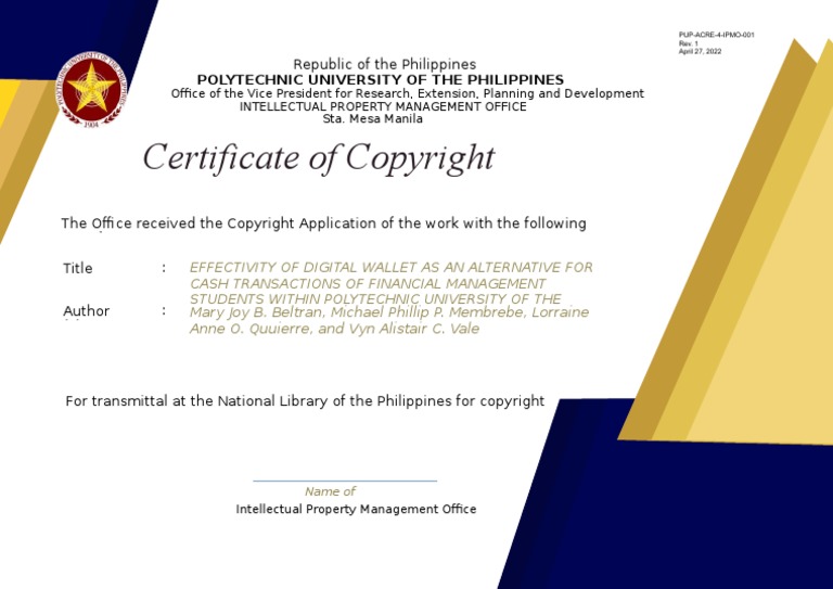 (Copyright) Certificate of Copyright Application | PDF