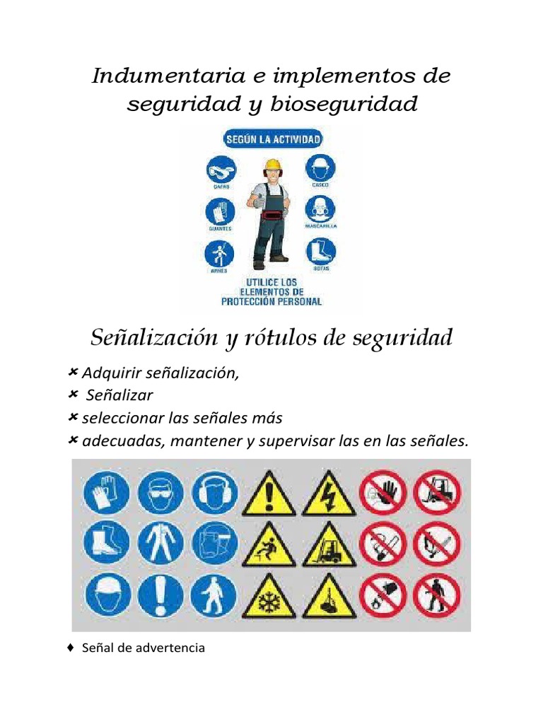 Indumentaria e Implementos de Seguridad y Bioseguridad | PDF
