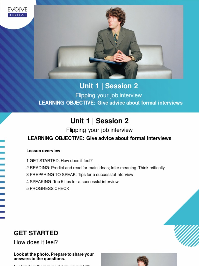 Unit 1 - Session 2: Flipping Your Job Interview | PDF | Job Interview | Body Language