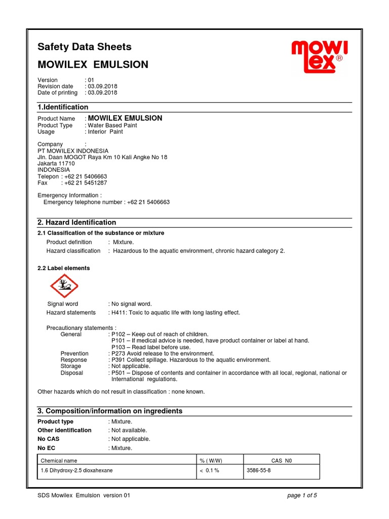 SDS Emulsion | PDF | Occupational Safety And Health | Safety