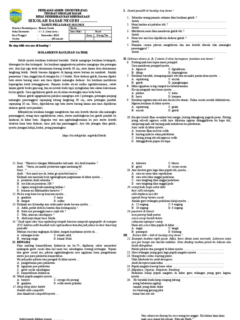 Pas B. Sunda KLS 5 | PDF