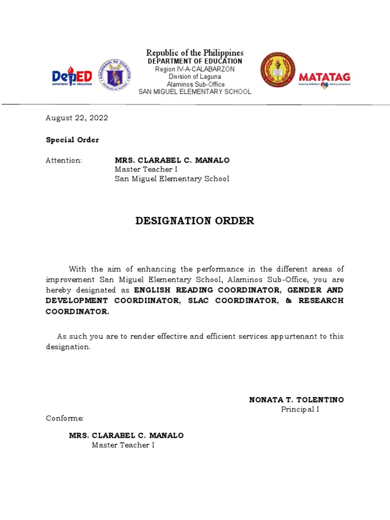 Designation Order | Download Free PDF | Governance | Government Related ...