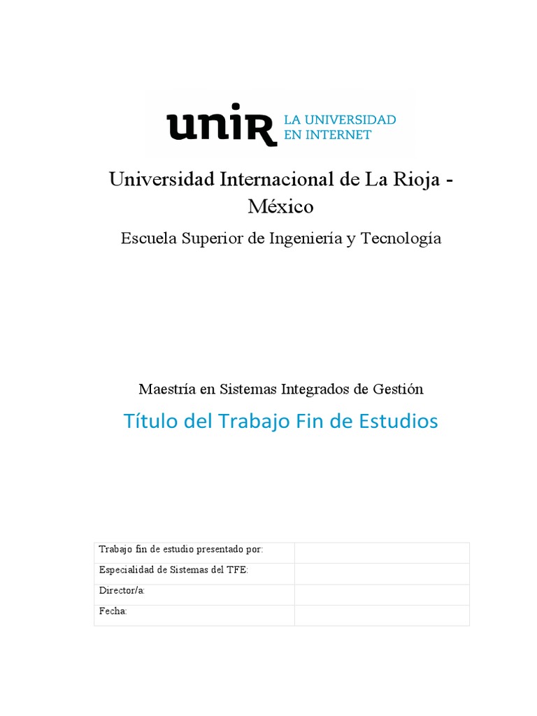 Plantilla TFM | PDF | Citación | Sistema de manejo de calidad