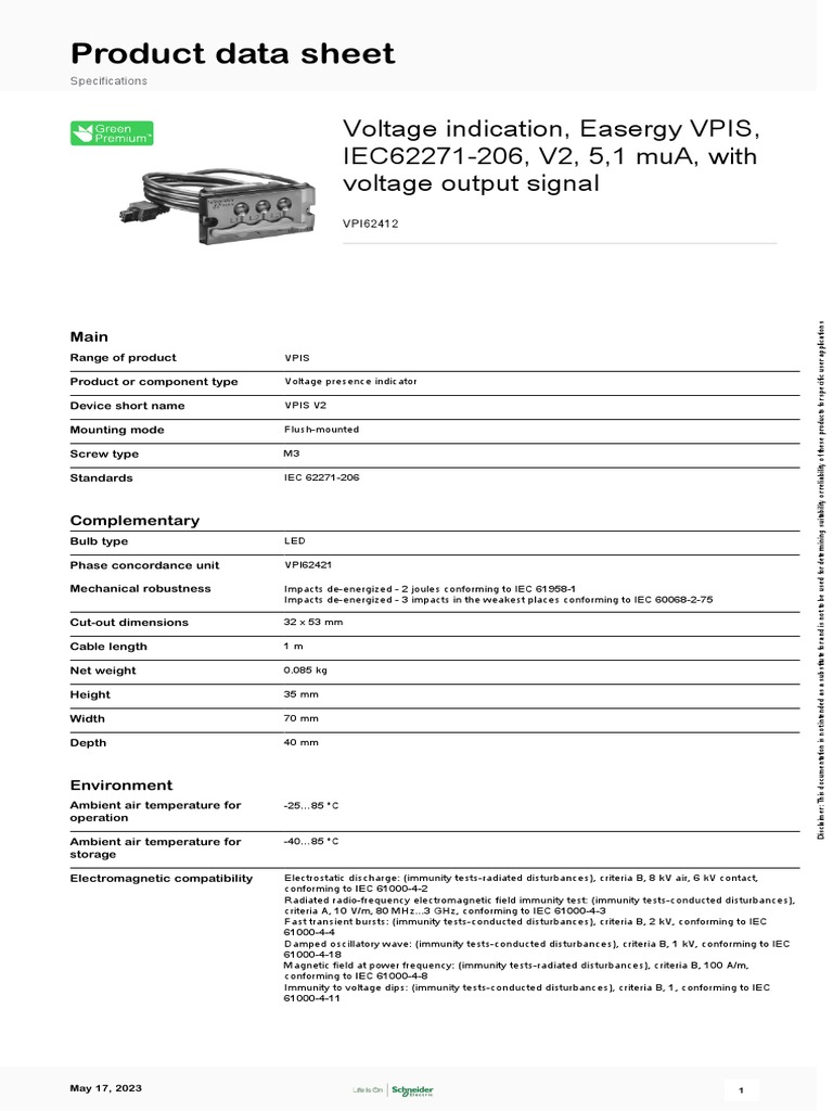 Vpis Vpi62412 | PDF | Voltage | Hertz