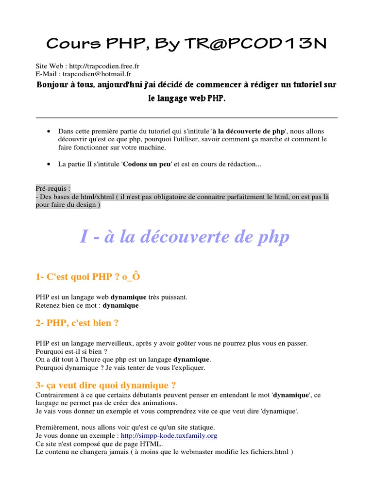 Cours PHP | PDF | PHP | Serveur (Informatique)