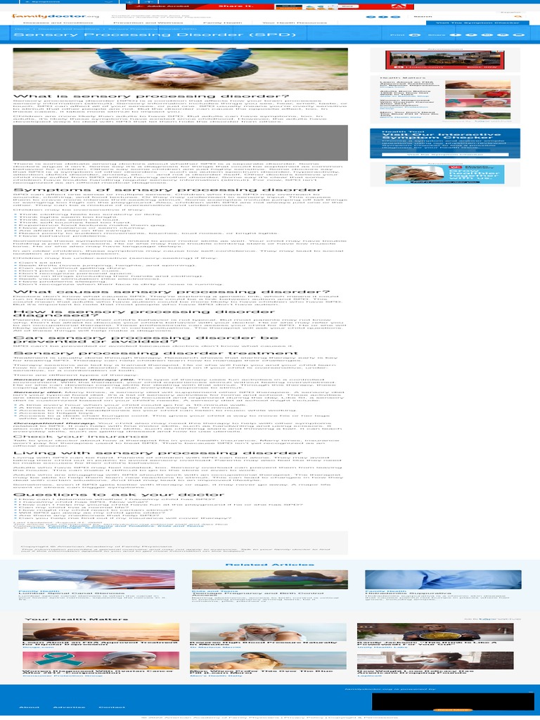 Sensory Processing Disorder (SPD) | PDF | Sensory Processing Disorder ...