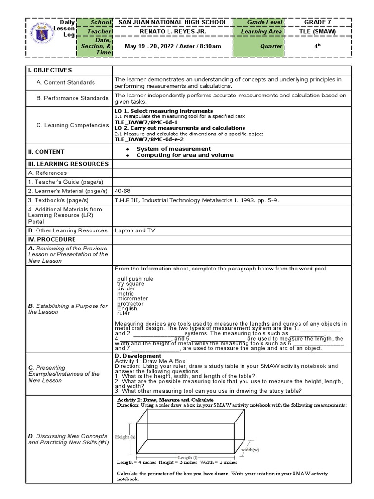DLL - Smaw - Q4 - W2 | PDF | Length | Triangle