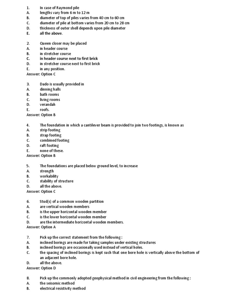 Objective Type | PDF | Deep Foundation | Concrete Objective Type | PDF | Deep Foundation | Concrete