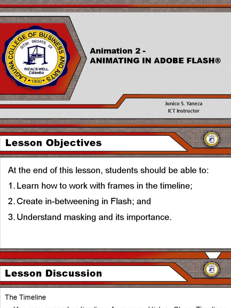LESSON 3 ANIMATING-IN-ADOBE-FLASH | PDF | Adobe Flash | Frame Rate