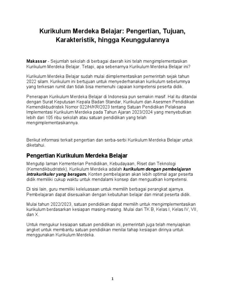 Kurikulum Merdeka Belajar | PDF