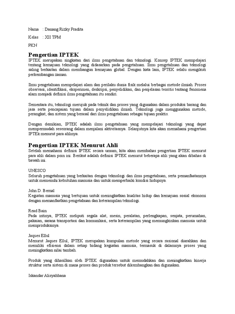 Pengertian dan Manfaat IPTEK | PDF | Komputer