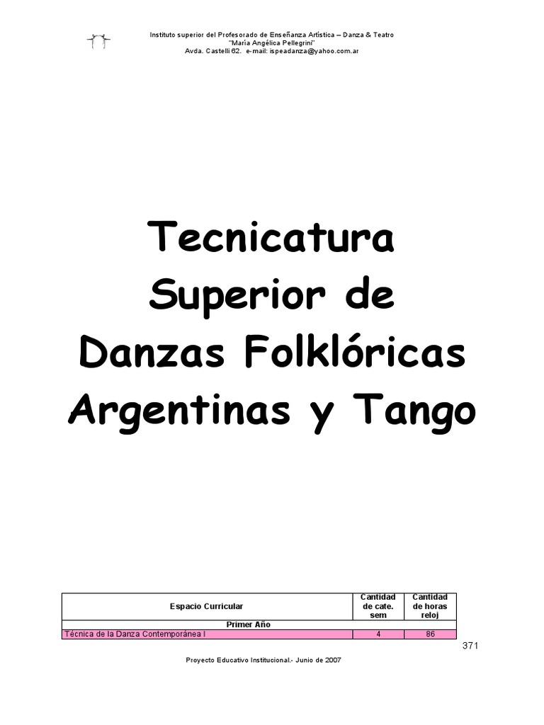 Tecnicatura de Danzas Folklóricas Argentinas y Tango | PDF | Bailes | Folklore