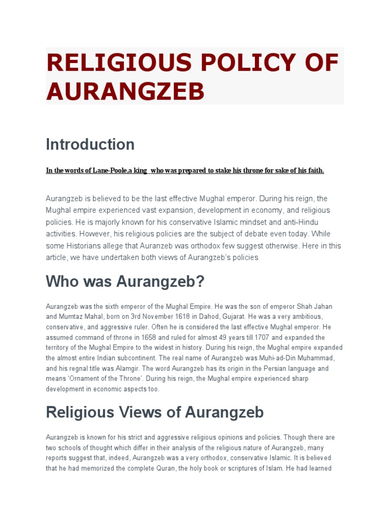 AURANGZEB | Download Free PDF | Mughal Empire | Sharia