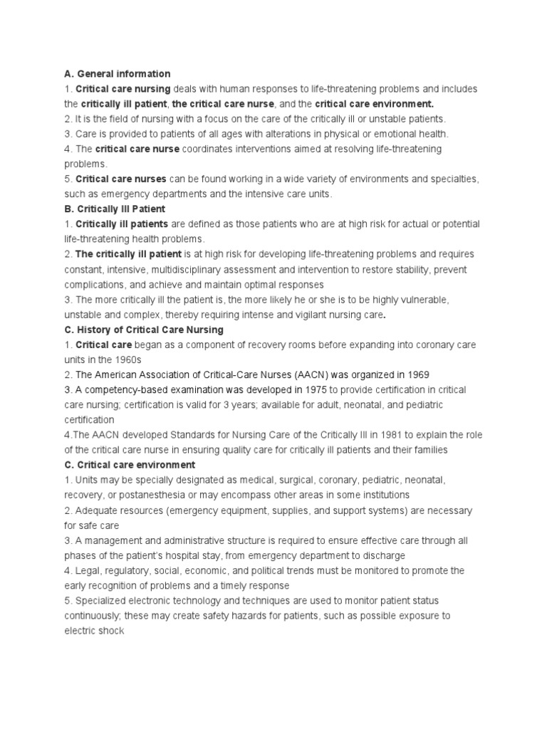 Critcal Care Intro | PDF | Intensive Care Medicine | Nursing
