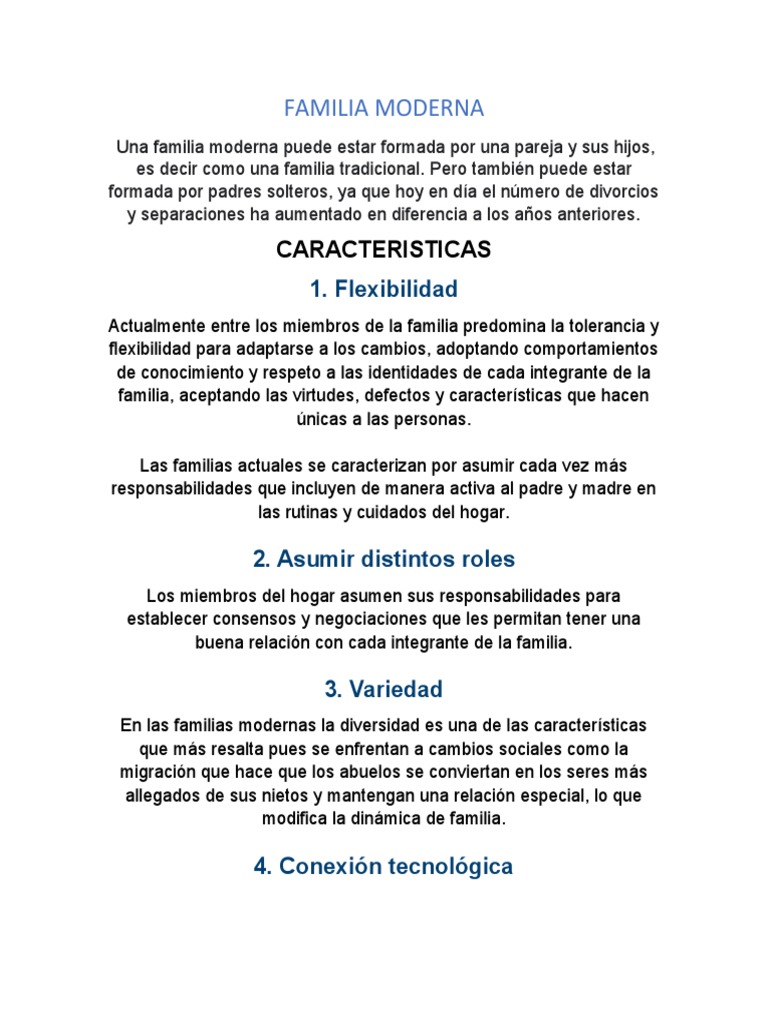 Características de la familia moderna | PDF | Familia | Tolerancia