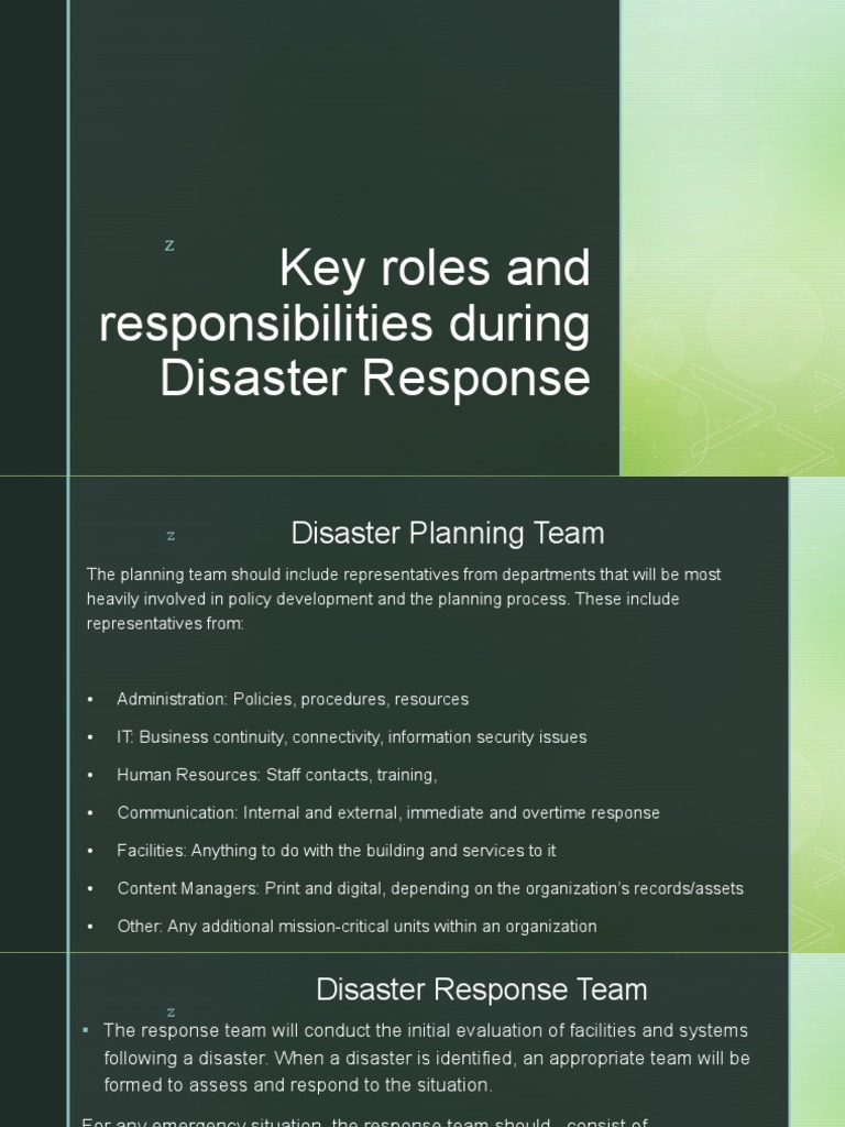Key Roles and Responsibilities During Disaster Response | PDF ...