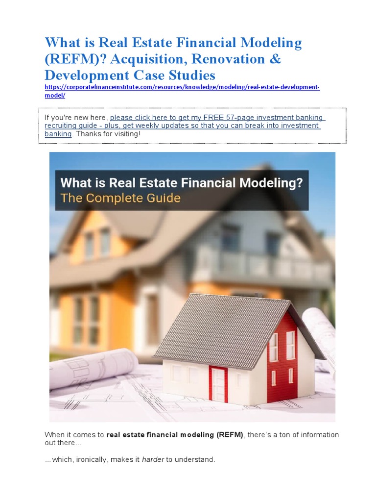 What Is Real Estate Financial Modeling | PDF | Refinancing | Debt