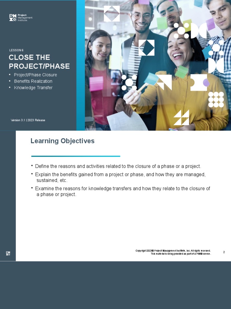 Lesson 6 Close The Project - Phase | PDF | Project Management | Scrum ...