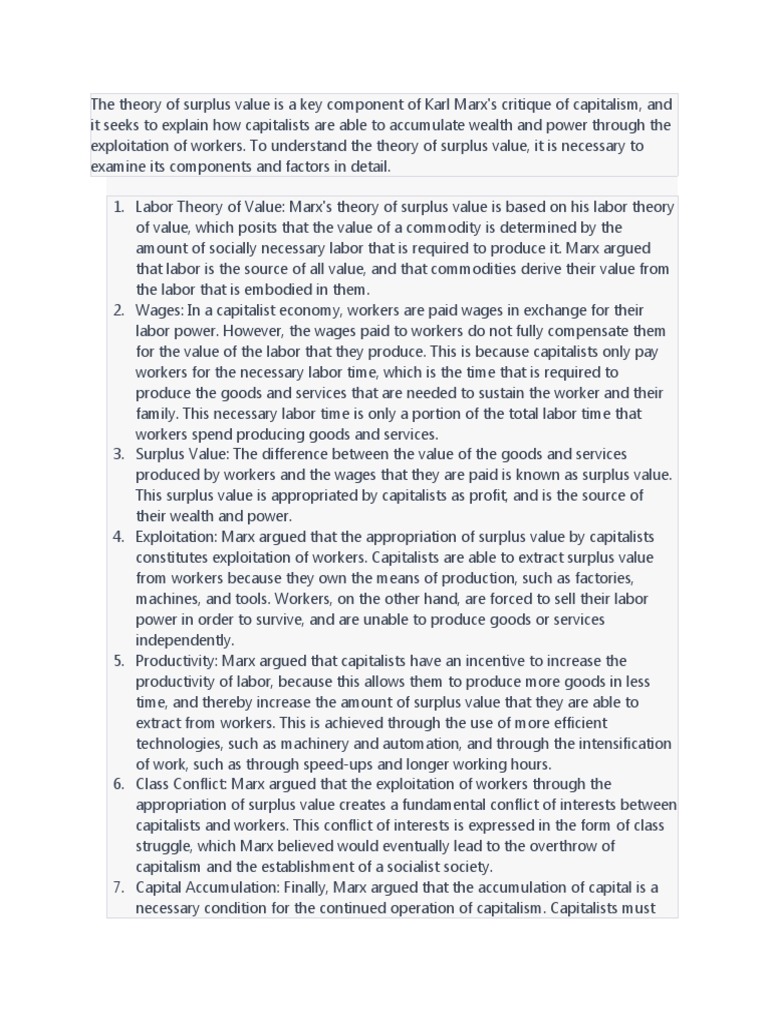 Understanding Marx's Surplus Value Theory | PDF | Value (Economics ...