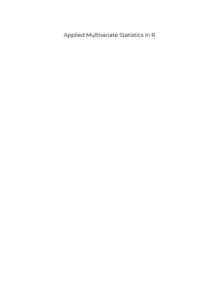 Applied Multivariate Statistics In R 1684815170 Pdf Command Line