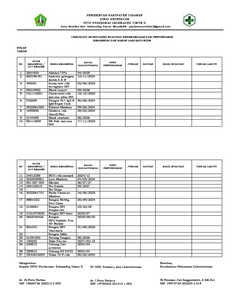 b.2 &5 Checklist Monitoring Evaluasi Ketersediaan Dan Penyimpanan ...