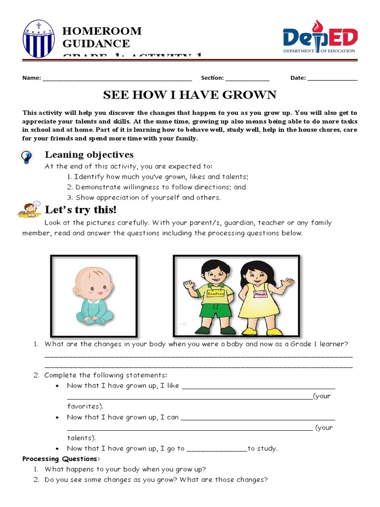Homeroom Guidance G1 - ACTIVITY 1 | PDF
