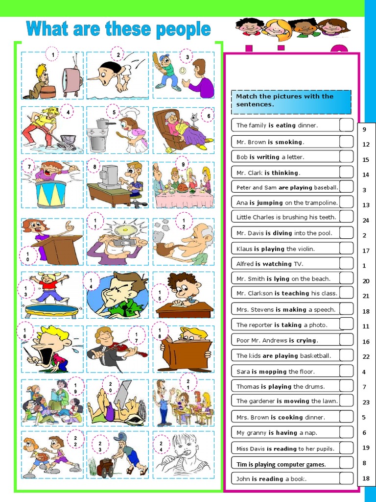 Present Continuous Worksheet | PDF