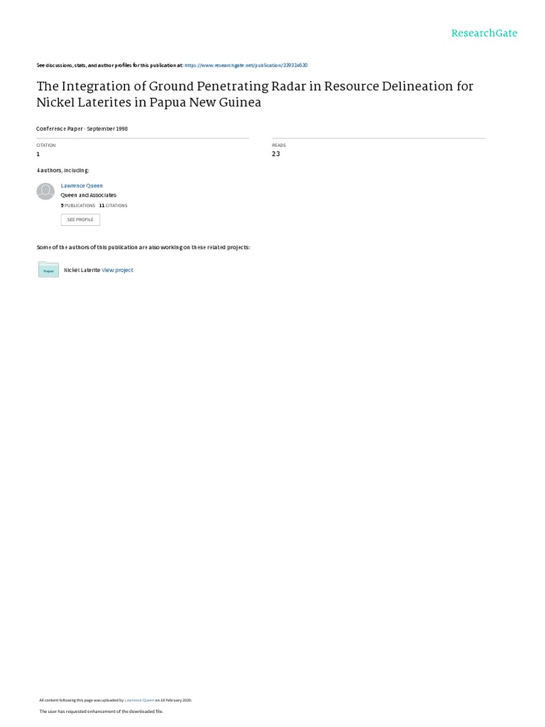 Queen L Et Al Integration of GPR in Resource Delineation For Ni Lat PNG ...