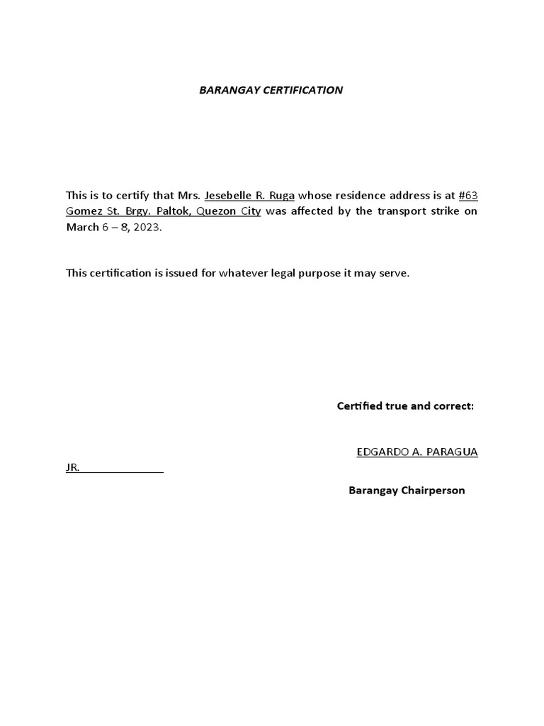 Transport Strike Impact Certification | PDF